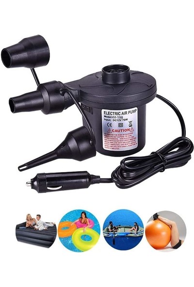 Bestway 12V Araç Çakmağından Çalışan 3 Başlıklı Çift Fonksiyonlu Elektrikli Pompa Bestway 12V Araç Çakmağından Çalışan 3 Başlıklı Çift Fonksiyonlu Elektrikli Pompa