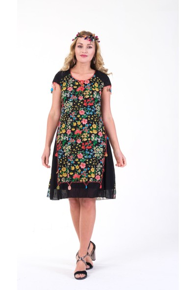 Butik Esra Kandemir Etnik Otantik Pamuklu Yazlık Elbise 4537-33