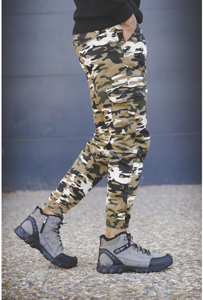 Oldtime Jagg Beli ve Paçası Lastikli Kamuflaj Kargo Pantolon Oldtime Jagg Beli ve Paçası Lastikli Kamuflaj Kargo Pantolon