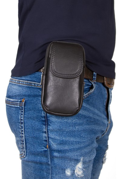 Leyl Hakiki Deri Telefon Bölmeli Bel Çantası