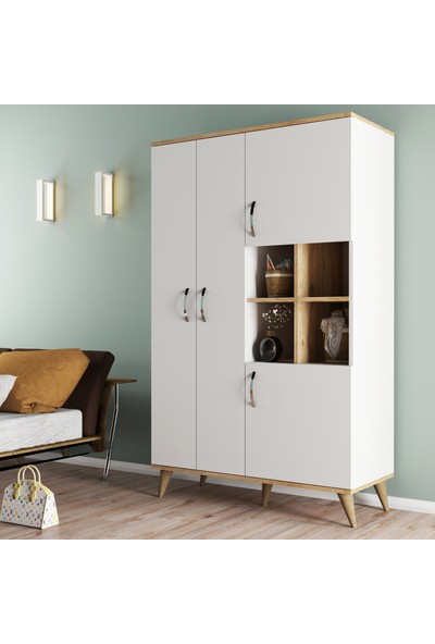 Tanmob Maxi 4 Kapaklı Askılıklı Raflı Çok Amaçlı Dolap BeyazÇam GRD0103 Tanmob Maxi 4 Kapaklı Askılıklı Raflı Çok Amaçlı Dolap BeyazÇam GRD0103