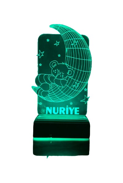 Modiwa Design Çocuklara Özel Hediye 3D LED Ay ve Ayıcık Gece Lambası Modiwa Design Çocuklara Özel Hediye 3D LED Ay ve Ayıcık Gece Lambası