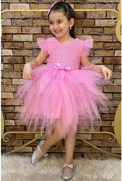 Riccotarz Kız Çocuk Omzu Tütülü Kabarık Pembe Abiye Riccotarz Kız Çocuk Omzu Tütülü Kabarık Pembe Abiye