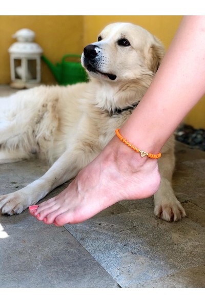 Db Tasarım Kum Boncuklu Altın Kaplama Kalp Uçlu Halhal