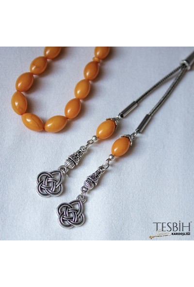 Tesbih Kardeşliği Arpa Kesim Sıkma Kehribar Tesbih