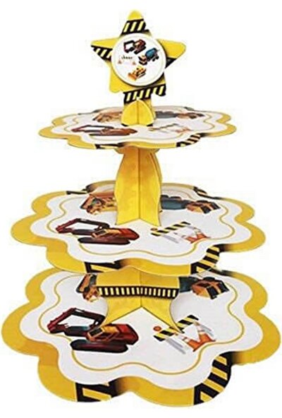 Hayaller Dükkanı Inşaat Temalı Karton Cupcake Kek Standı 3 Katlı Hayaller Dükkanı Inşaat Temalı Karton Cupcake Kek Standı 3 Katlı