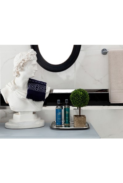 Madame Coco Elita Jakarlı El Havlusu - Lacivert - Beyaz - 30 x 45 cm.