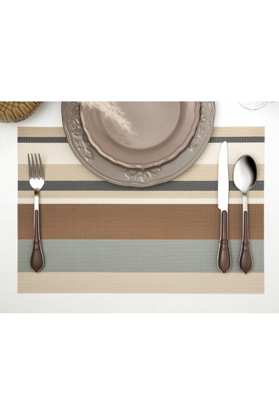 Madame Coco Adolpha 4'lü Amerikan Servis - Bej - 30 x 45 cm.