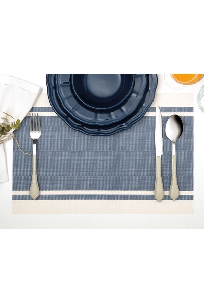 Madame Coco Adrianne 4'lü Amerikan Servis - Mavi - 30 x 45 cm.