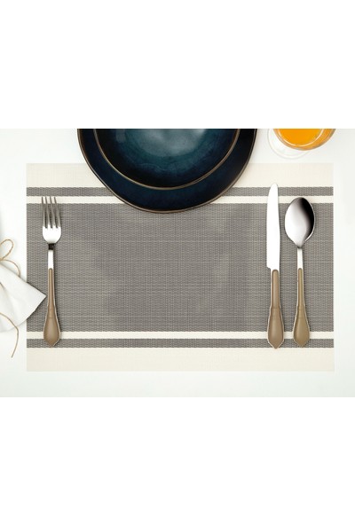 Madame Coco Adrianne 4'lü Amerikan Servis - Gri - 30 x 45 cm.