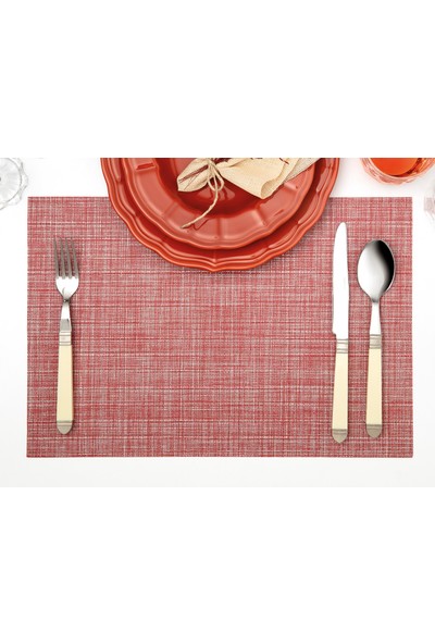 Madame Coco Ale x Anne 4'lü Amerikan Servis - Kırmızı - 30 x 45