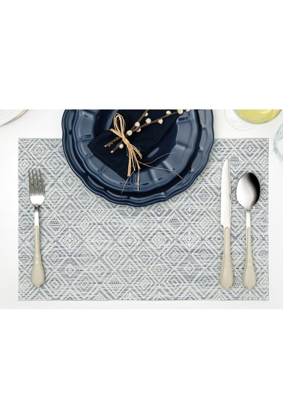 Madame Coco Apolonie 4'lü Amerikan Servis - Mavi - 30 x 45 cm.