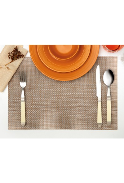 Madame Coco Armide 4'lü Amerikan Servis - Kahverengi - 30 x 45 cm.