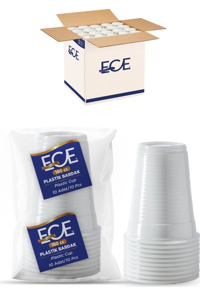 Ece 180 Cc Otomat Plastik Bardak 10'Lu 1600 Adet
