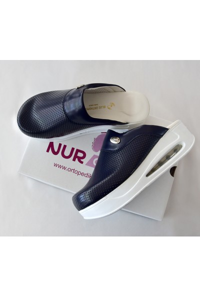 Nur Ortopedi Lacivert Kapalı Airmax Bayan Sabo Terlik