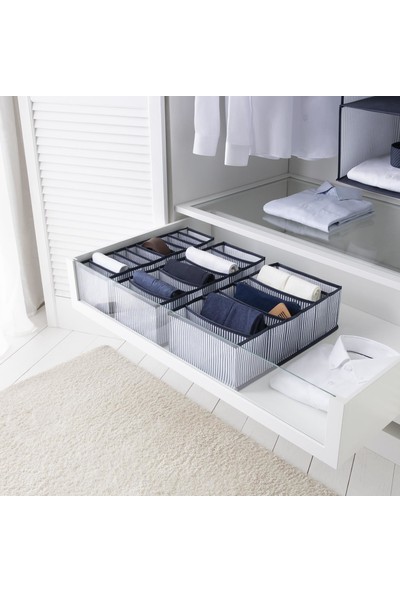 Ocean Home 3'lü Lacivert Çizgili Bölmeli Çekmece Içi Düzenleyici Seti