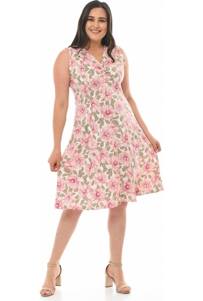 Casual Dress V Yaka Sıfır Kol Pamuklu Penye Elbise