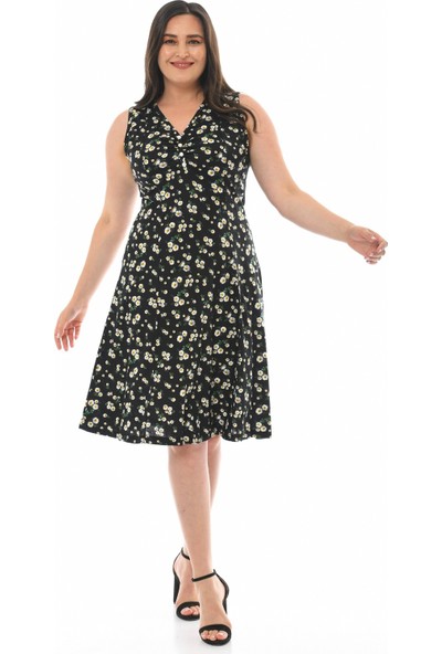 Casual Dress V Yaka Sıfır Kol Pamuklu Penye Elbise