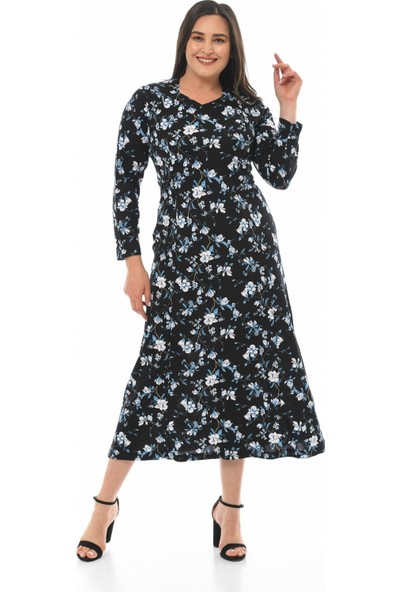 Casual Dress Uzun Kol Pamuklu Penye Elbise