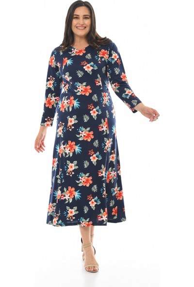 Casual Dress Uzun Kol Pamuklu Penye Elbise