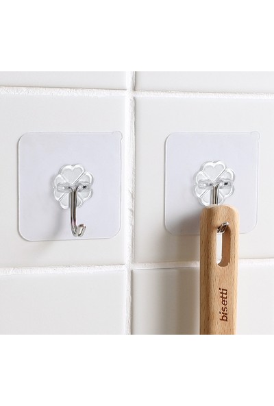 Huramarketing Mutfak Banyo Kendinden Yapışkanlı Şeffaf Askı 5 Li Set