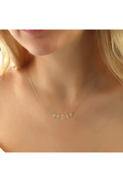 Glorria Altın Papatya Kolye