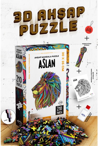 Oyunzu Aslan Ahşap Mandala Puzzle 210 Parça