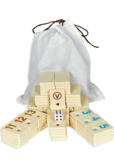 Zabata Melamin Okey Taşı Takımı Bez Torbalı Keseli Taşları