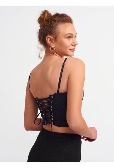 Dilvin 5852 Dantel Detaylı Korse Top-Siyah