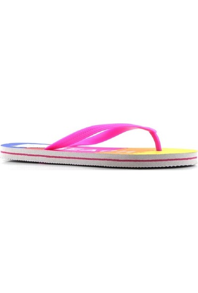 Kadin Fuşya Sarı Beach Yazılı Parmak Arası Terlik BZ310-2 Kadin Fuşya Sarı Beach Yazılı Parmak Arası Terlik BZ310-2