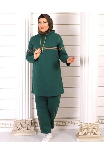 Cng Moda Sim Şerit Büyük Beden Tesettür Eşofman Takımı