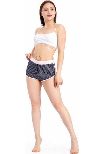 Pemilo Kadın 28476 Desenli Bırezılyan Şort Lacivert