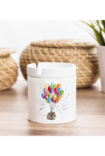Katarsis Home Balonlu Ev Baskılı Seramik Küllük