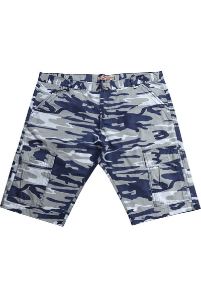 Dekons Erkek Büyük Beden Battal Boy Kamuflaj Şort Yan Cep Blue Dekons Erkek Büyük Beden Battal Boy Kamuflaj Şort Yan Cep Blue