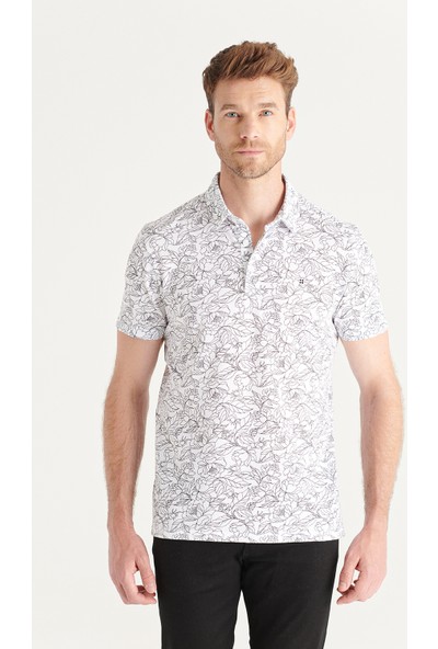 Avva Erkek Beyaz Polo Yaka Baskılı T-Shirt A11Y1107 Avva Erkek Beyaz Polo Yaka Baskılı T-Shirt A11Y1107