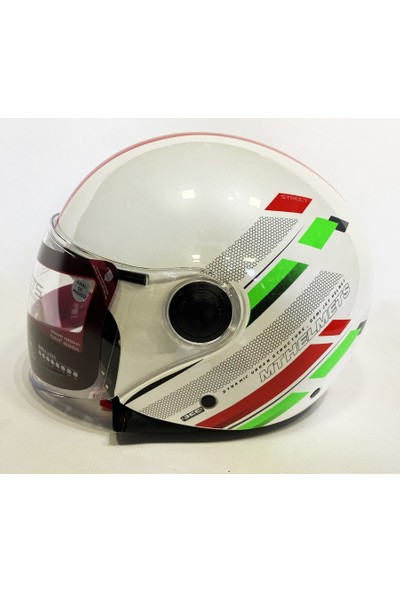 mt Kask Jet Street Scope C5 Gloss White Red Yarım Kask mt Kask Jet Street Scope C5 Gloss White Red Yarım Kask