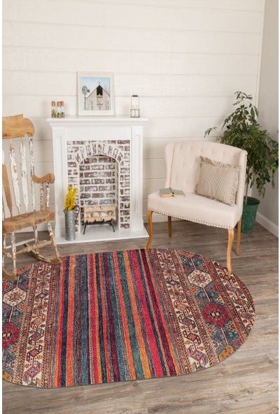 Cappio Karışık Tonlu Afgan Desenli Oval Halı