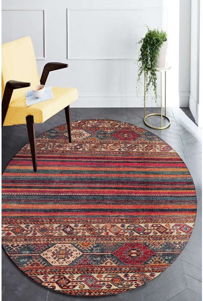 Cappio Karışık Tonlu Afgan Desenli Yuvarlak Halı Cappio Karışık Tonlu Afgan Desenli Yuvarlak Halı