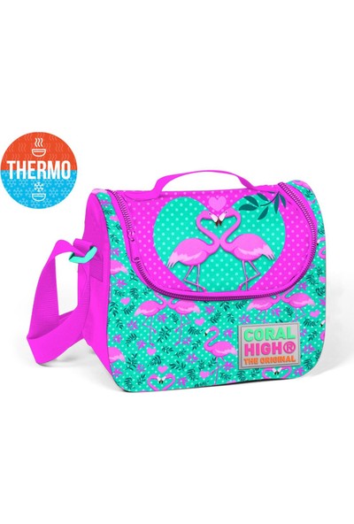 Coral High Kids Su Yeşili Pembe Flamingo Desenli Thermo Beslenme Çantası 22841DD Coral High Kids Su Yeşili Pembe Flamingo Desenli Thermo Beslenme Çantası 22841DD