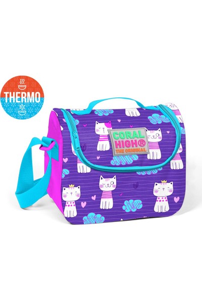 Coral High Kids Mor Kedi Desenli Thermo Beslenme Çantası 22843