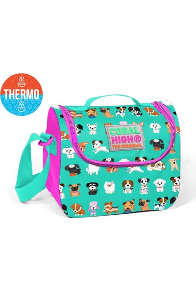 Coral High Kids Su Yeşili Köpek Desenli Thermo Beslenme Çantası 22845