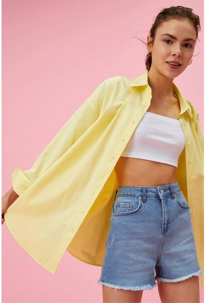 Koton Kadın Kot&Kanvas Şort Lıght Indıgo 1Yak03000Dd