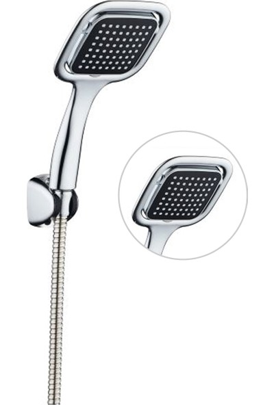 Yayke Siyah Kare Banyo Duş Seti Örgülü Hortum Mafsal ve Başlık Set Yayke Siyah Kare Banyo Duş Seti Örgülü Hortum Mafsal ve Başlık Set
