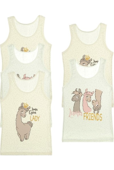 Donella 5'li Lama Baskılı Kız Çocuk Atlet - 49999LM