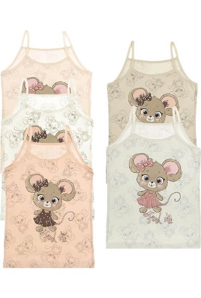 Donella 5'li Renkli Baskılı Kız Çocuk Atlet - 43954RF