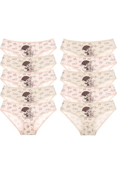 Donella 10'lu Renkli Baskılı Kız Çocuk Külot - 41949FK