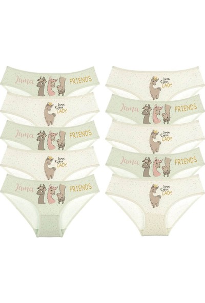 Donella 10'lu Lama Baskılı Kız Çocuk Külot - 41999LM