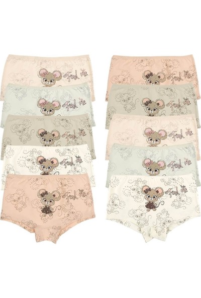 Donella 10'lu Renkli Baskılı Kız Çocuk Şort - 46954RF