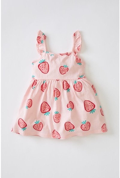 DeFacto Kız Bebek Flamingo Desenli Kolsuz Elbise
