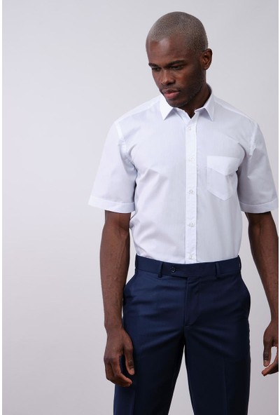 Uztex 1001 Dacron Kısa Kol Klasik Erkek Gömlek Beyaz Uztex 1001 Dacron Kısa Kol Klasik Erkek Gömlek Beyaz